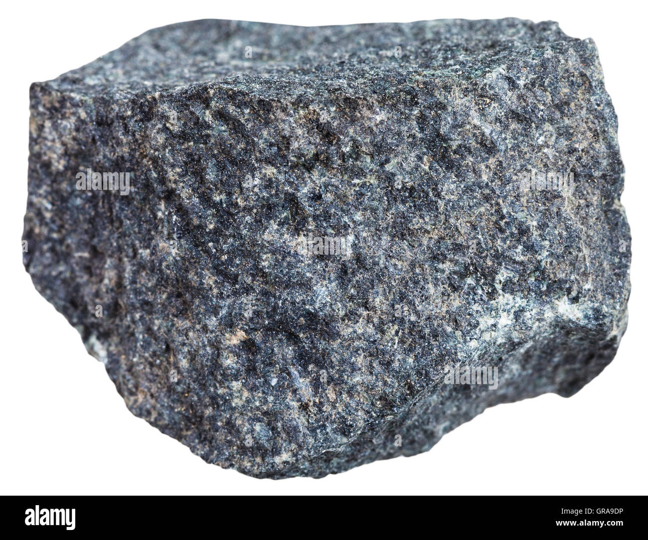 macro shooting of Igneous rock specimens - Gabbro basalt mineral isolated on white background ...