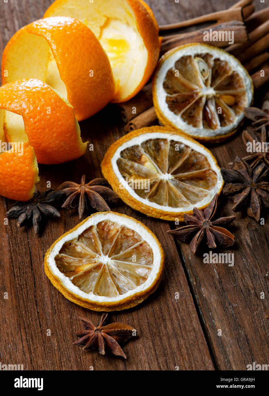 Dry spices on a rural table Stock Photo - Alamy