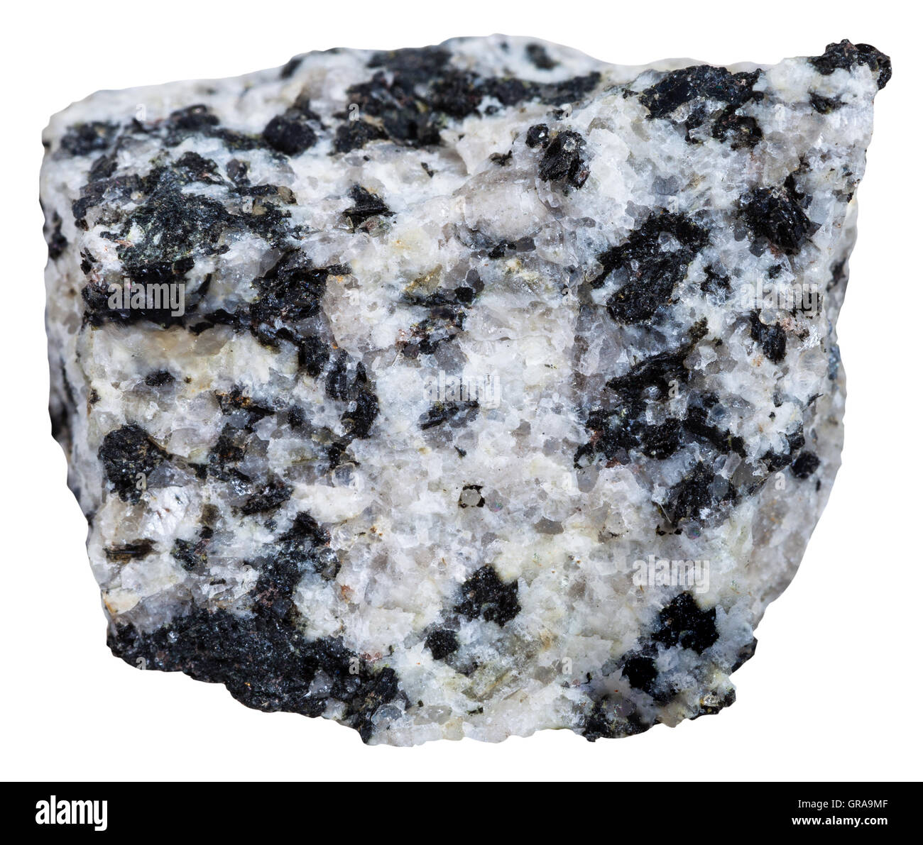 macro shooting of Igneous rock specimens - natural white and black granite mineral isolated on ...