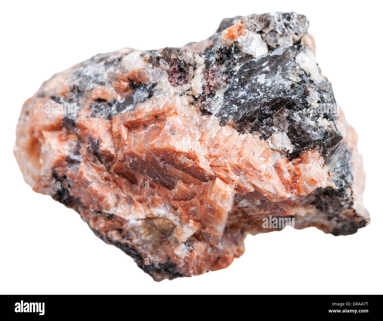macro shooting of Igneous rock specimens - red granite stone isolated ...