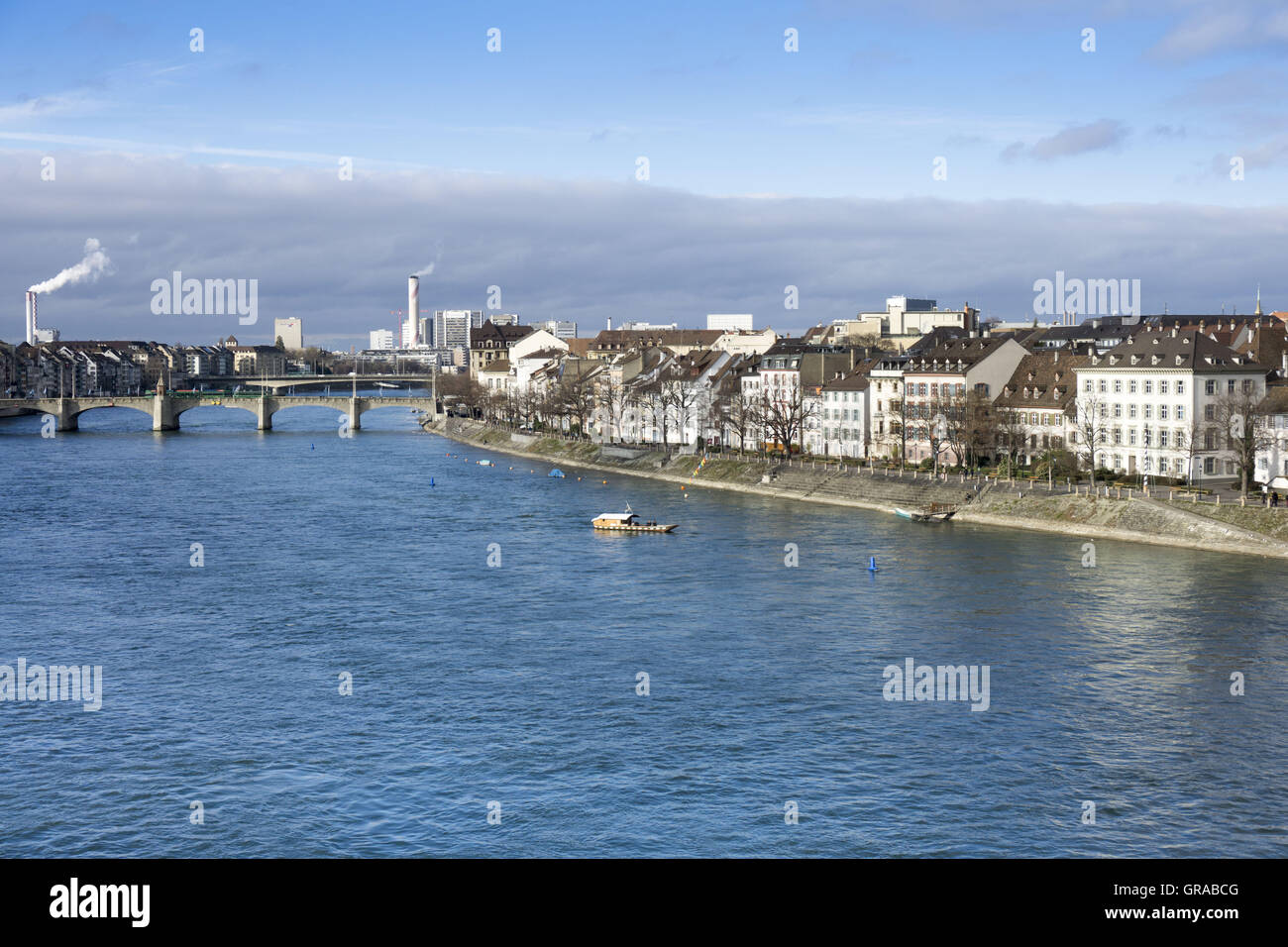 Upper Rheinweg And Mittlere Brücke Bridge, Basel, Canton Of Basel-Stadt ...