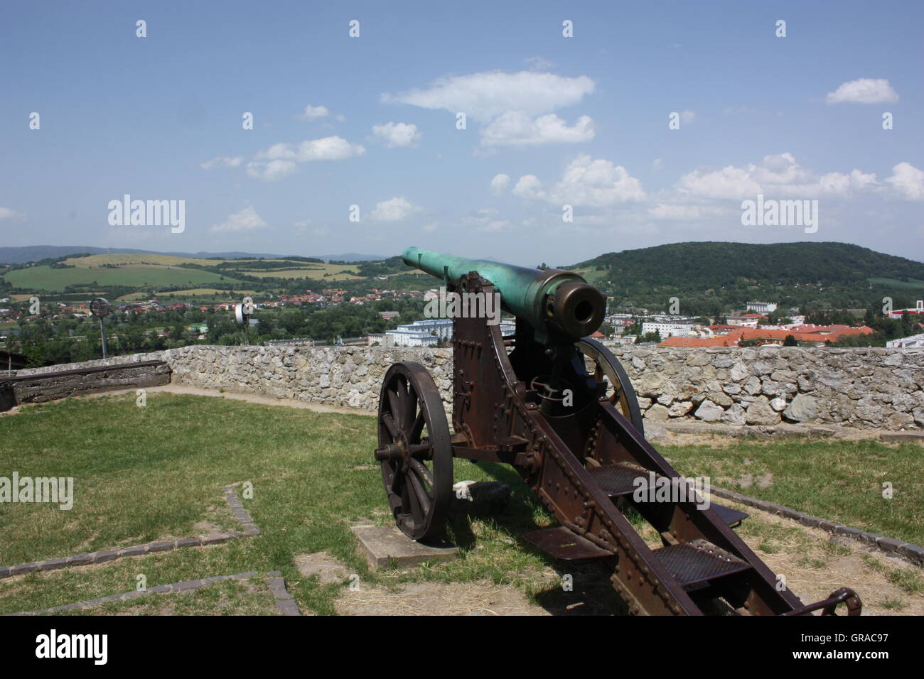 Cannon in the interior of Trencin Castle, Slovakia Stock Photo - Alamy