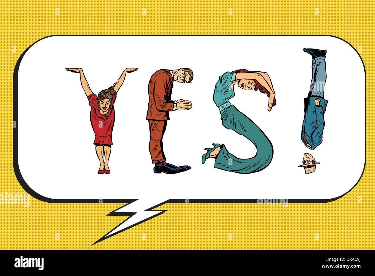 Yes, the inscription of human figures Stock Vector Image & Art - Alamy