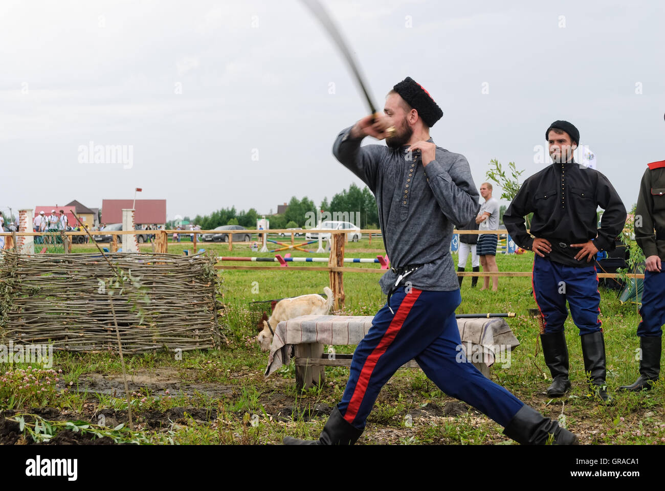 Cossack shows skill of sabre possession Stock Photo - Alamy