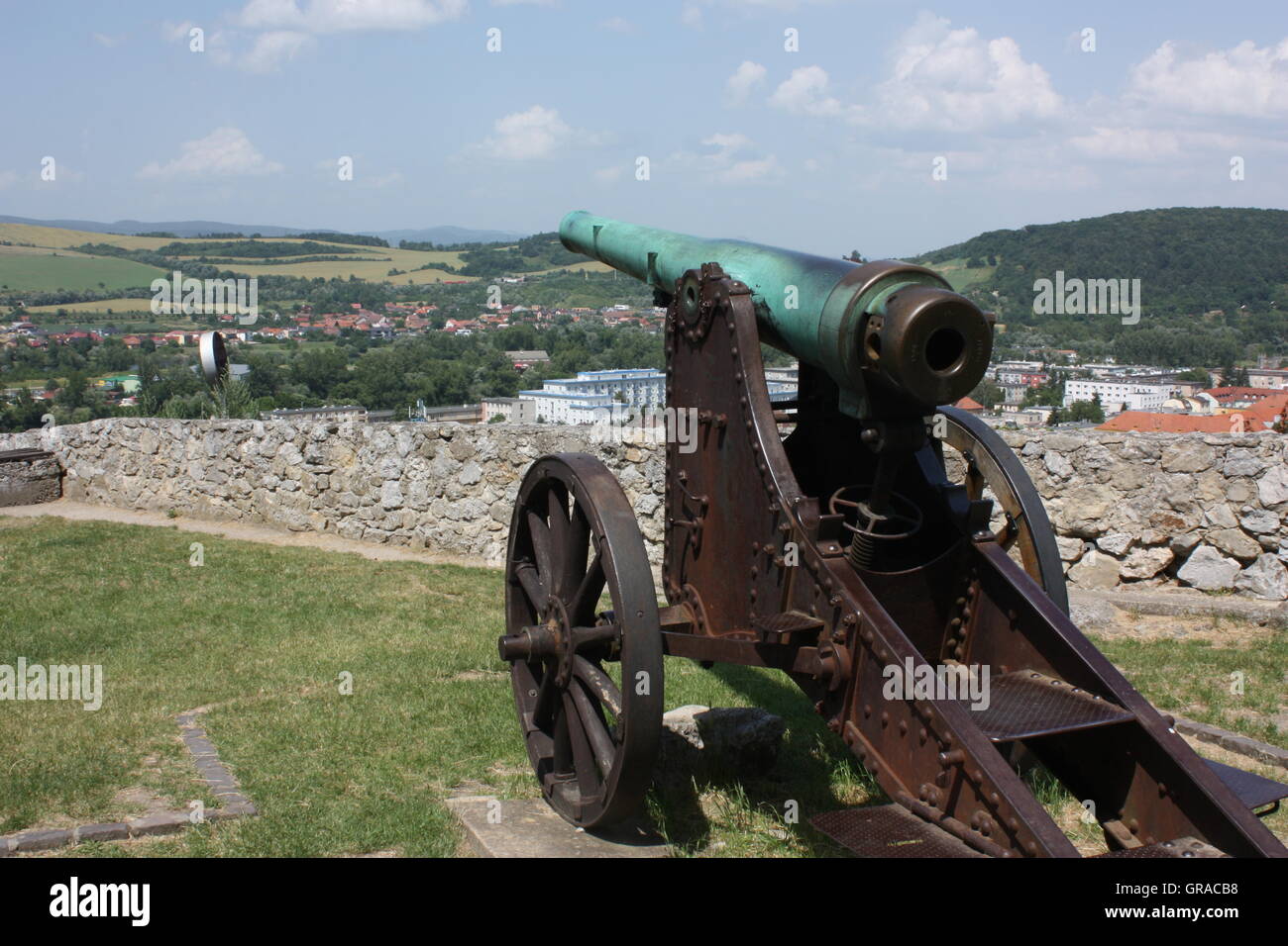 Cannon in the interior of Trencin Castle, Slovakia Stock Photo - Alamy