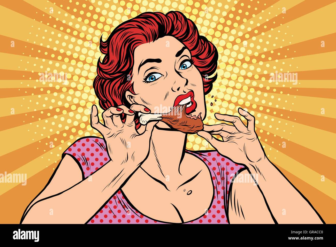 Woman Chicken Eat Stock Vector Images Alamy