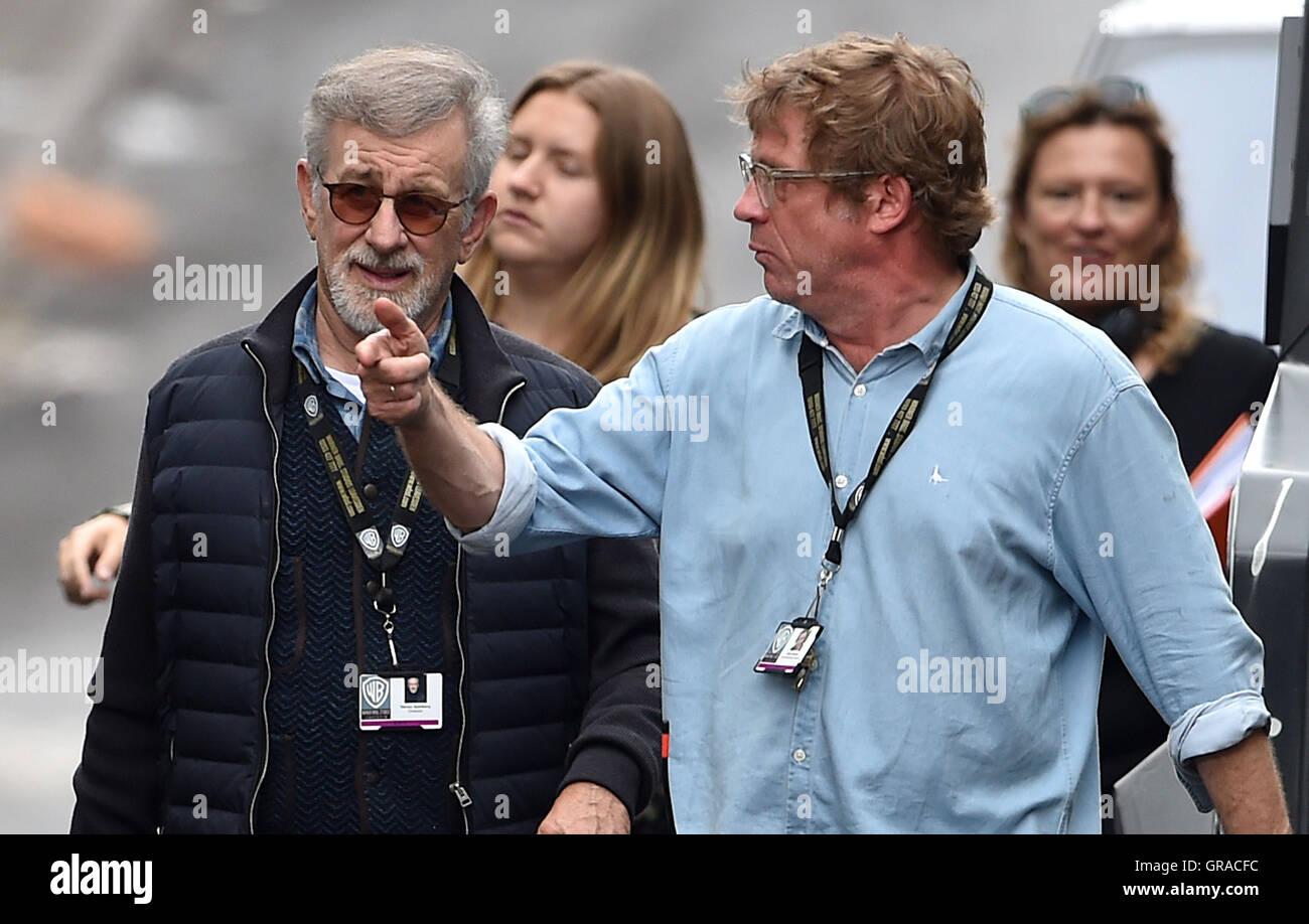Steven Spielberg (left) and executive producer Adam Somner (right) on ...