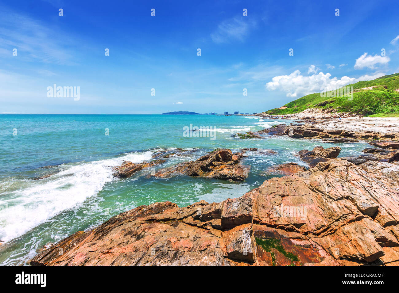 Blue rock beach scenery Xunliao Bay Stock Photo - Alamy