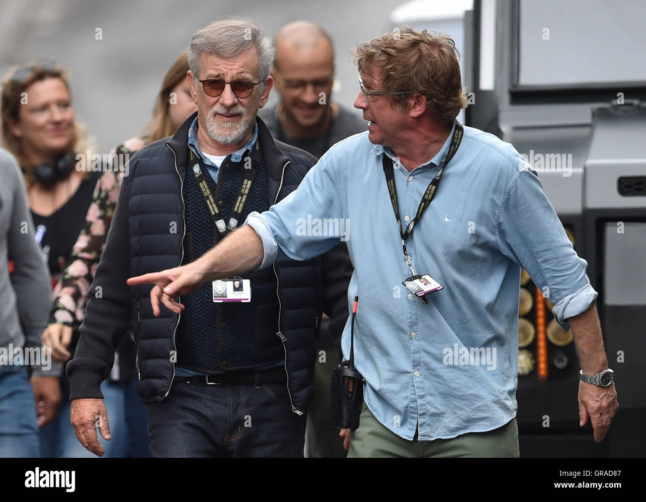Steven Spielberg (left) and executive producer Adam Somner (right) on ...