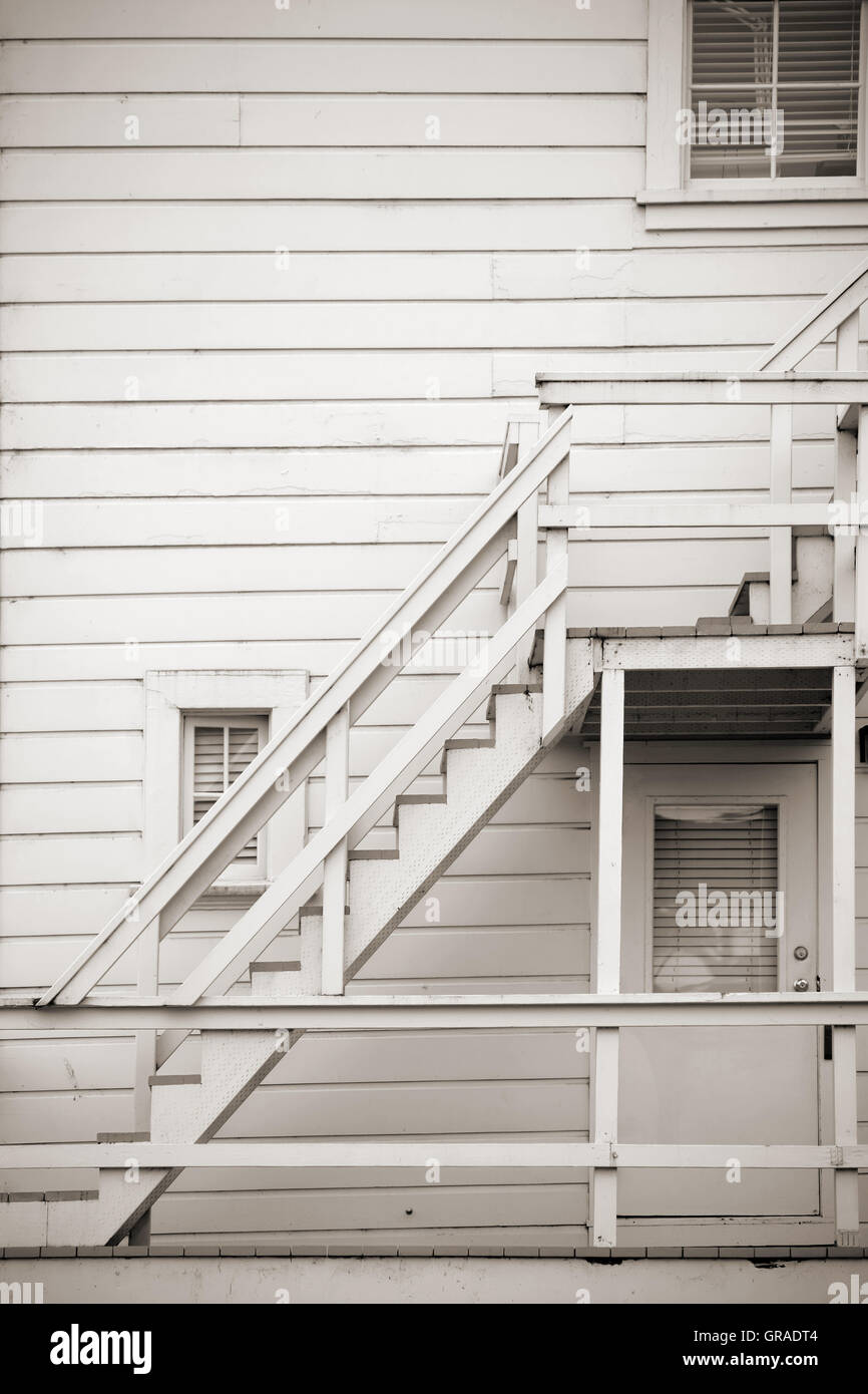 Wooden Outside Staircase Stock Photo - Alamy