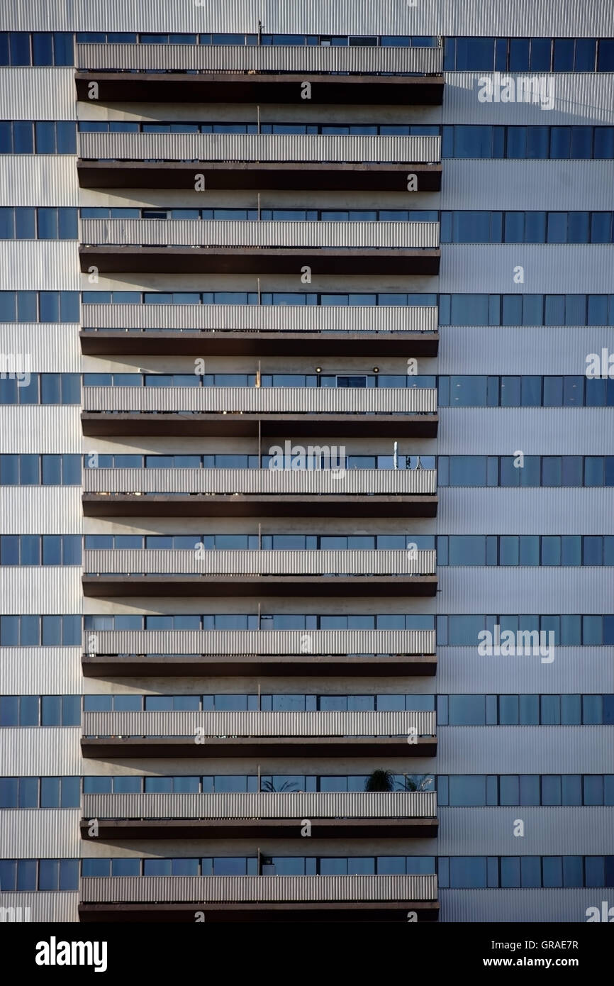 Skyscraper Facade With Balconies Stock Photo - Alamy