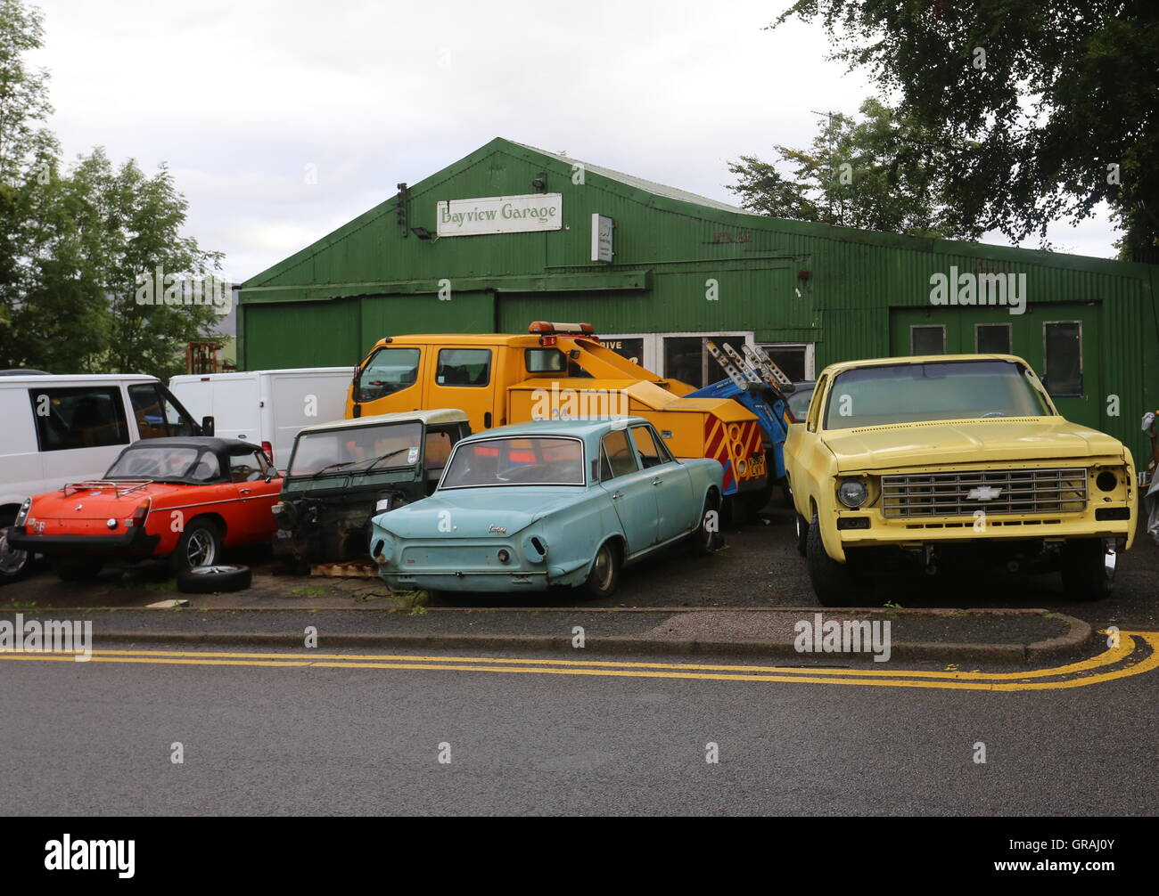 Bayview garage Craignure Isle of Mull Scotland September 2016 Stock ...