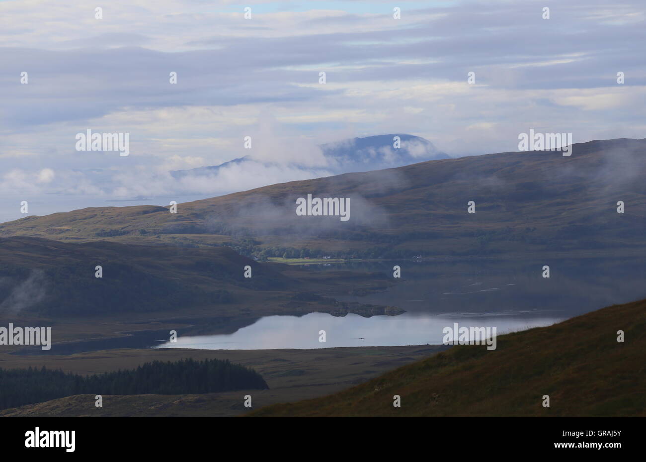 Elevated view of Loch Spelve Isle of Mull Scotland September 2016 Stock ...