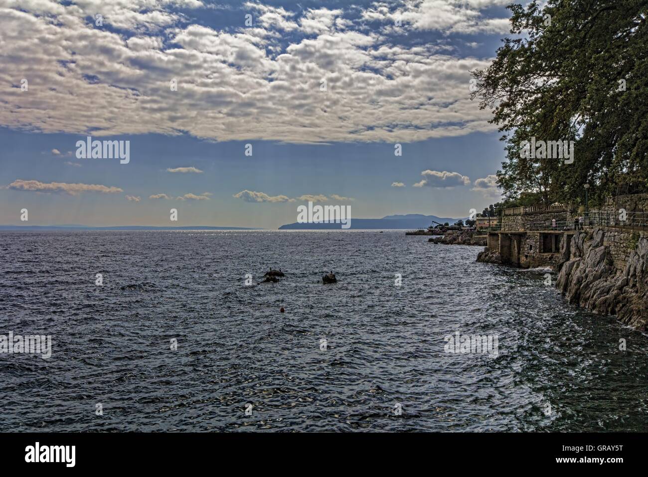 Evening At Lungomare In Lovran, Historic Waterfront Between Volosko ...