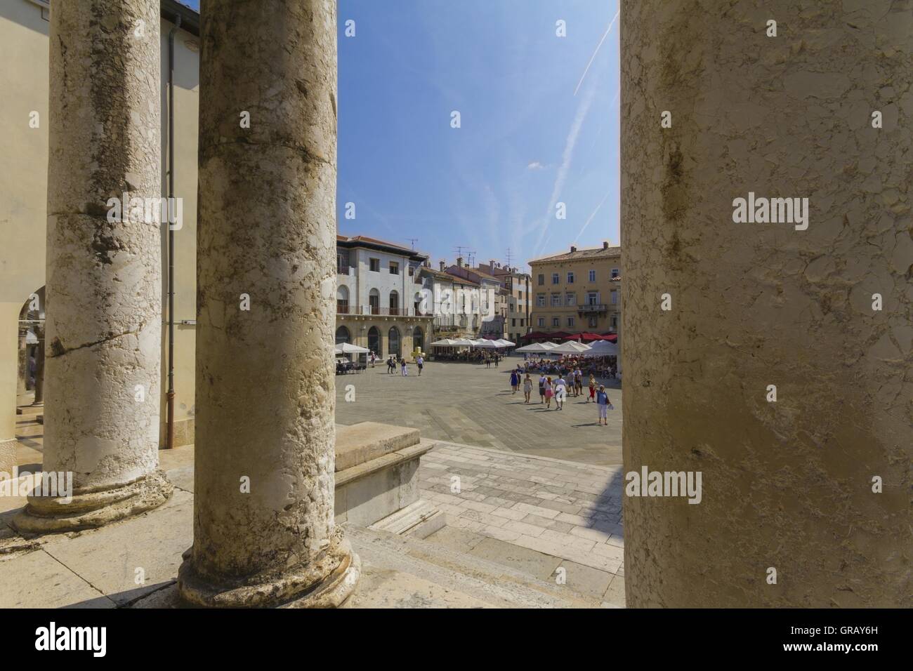 View From The Temple Of Rome And Augustus On The Roman Forum In Pula ...