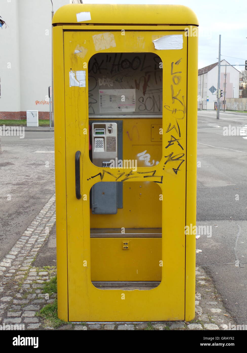 Telephone Booth On Street Stock Photo - Alamy
