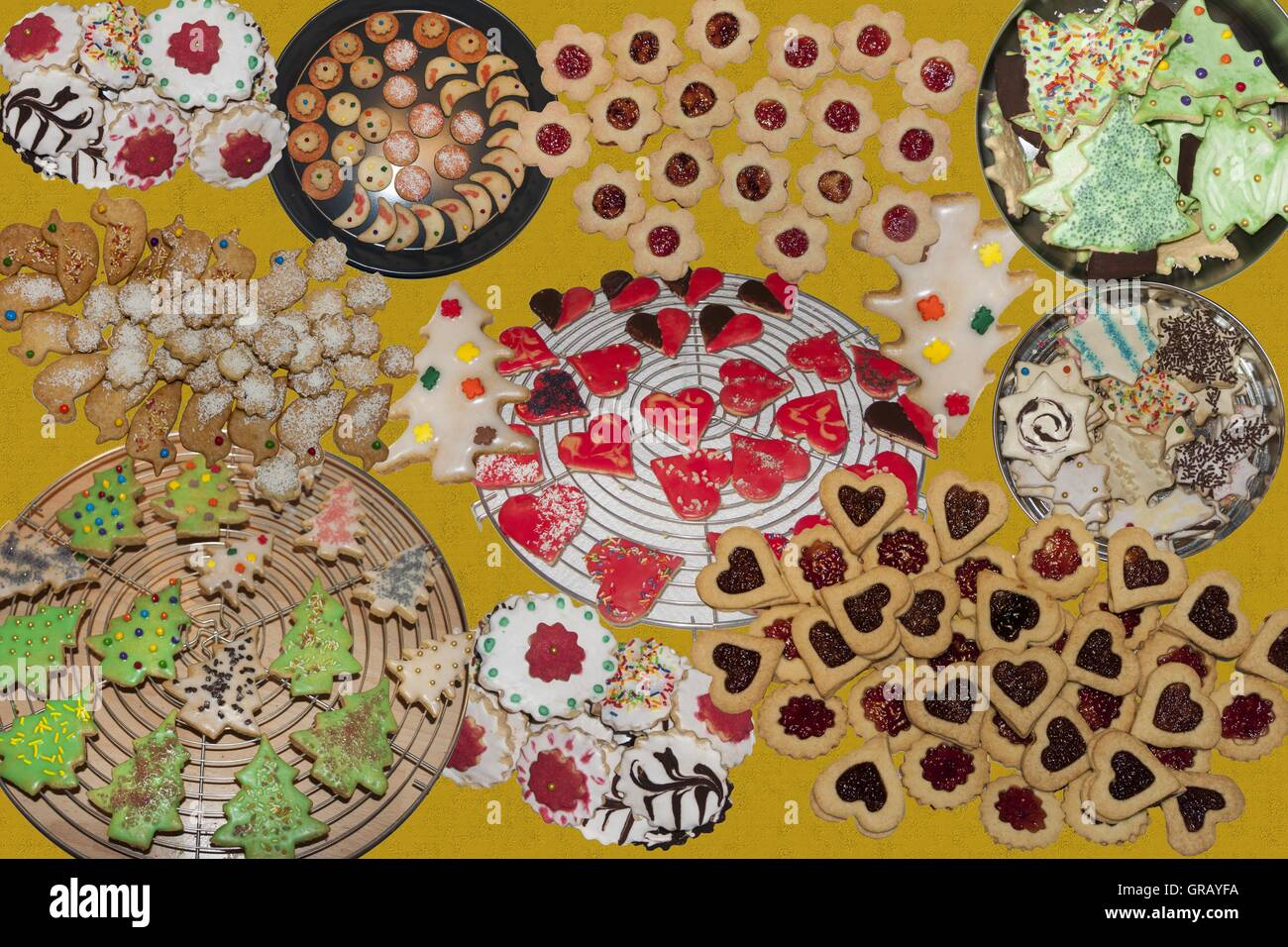 Collage With Christmas Cookies Landscape Stock Photo - Alamy