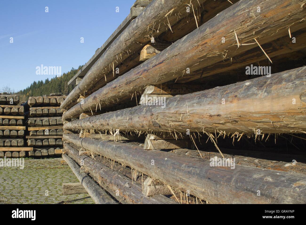 Stacked For Winter Rafts Stock Photo - Alamy