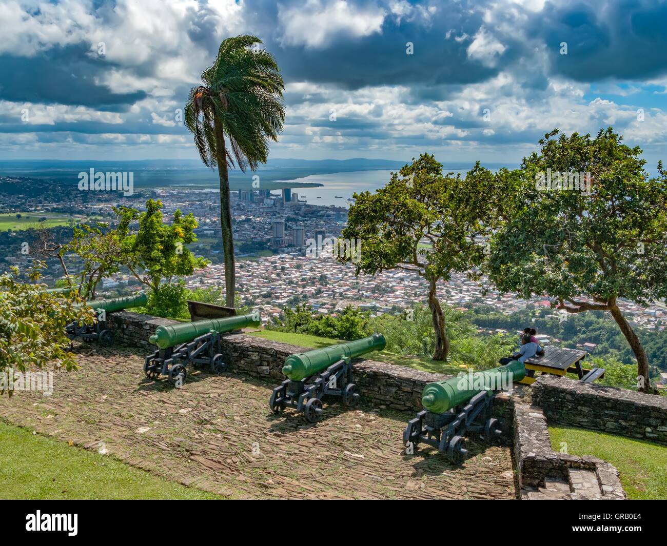 View From Fort George To Port Of Spain With The Gulf Of Paria Stock ...