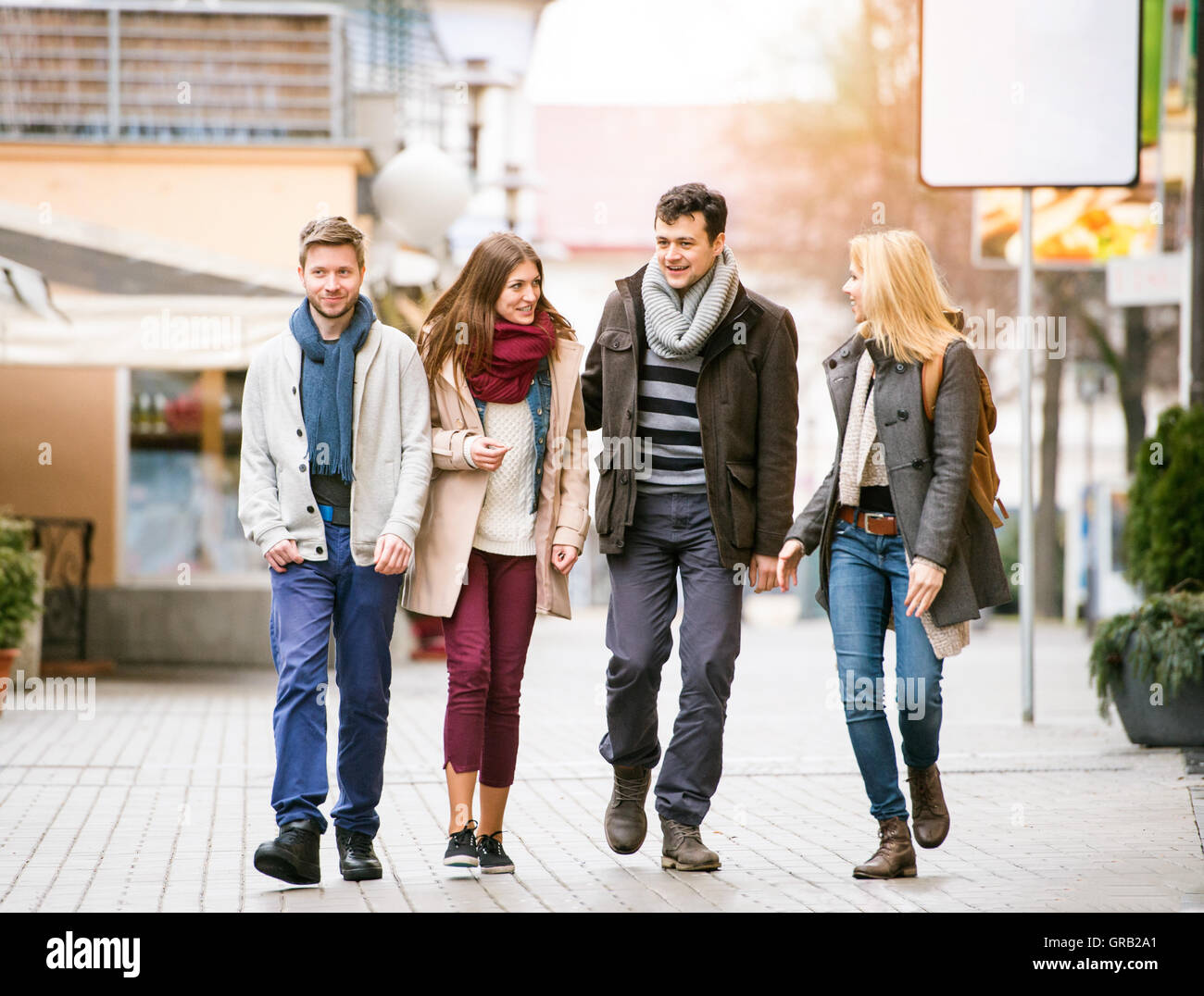 Group of young people having fun in town Stock Photo - Alamy