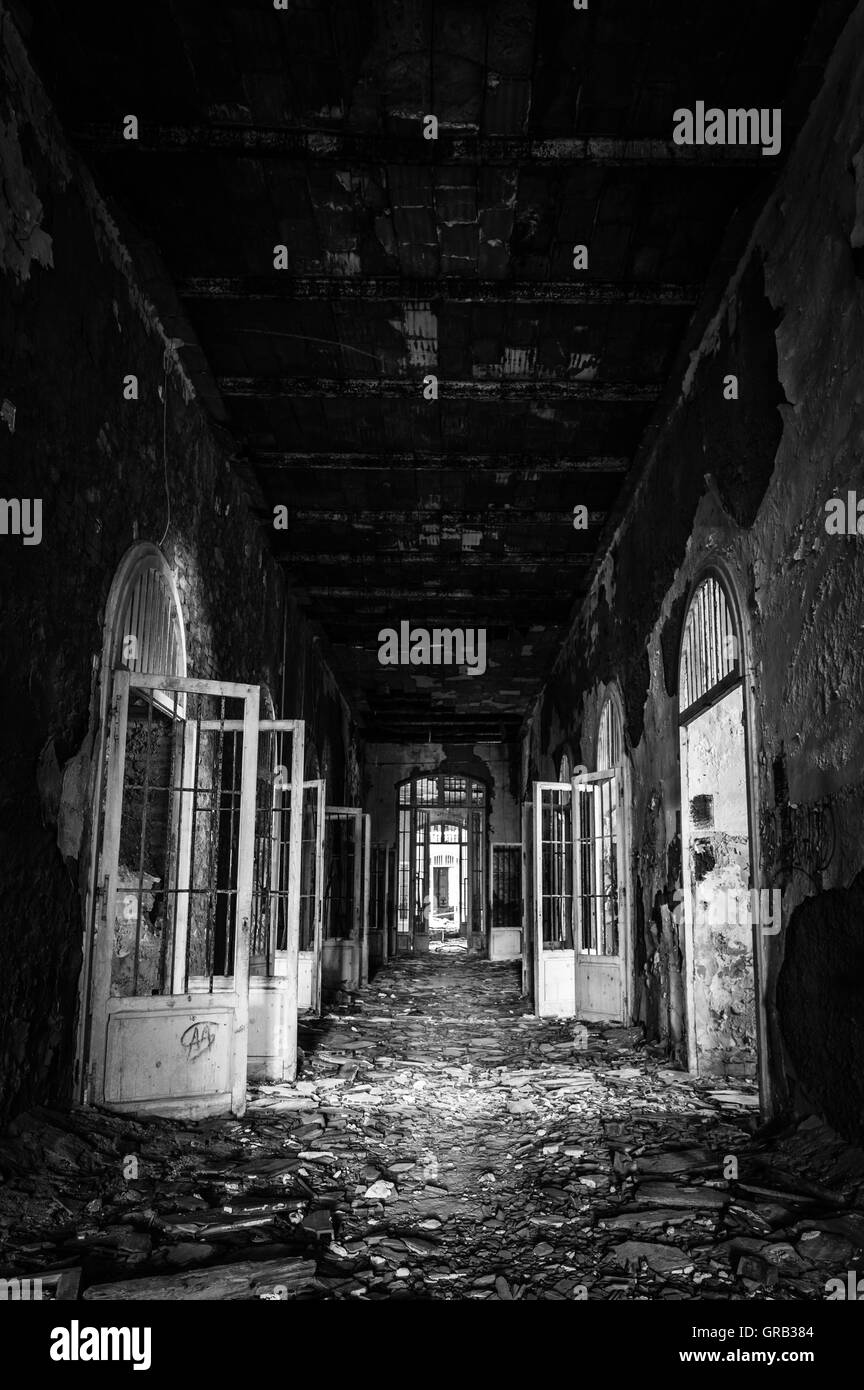 Volterra, Italy - September 2016: Abandoned psychiatric hospital in ...