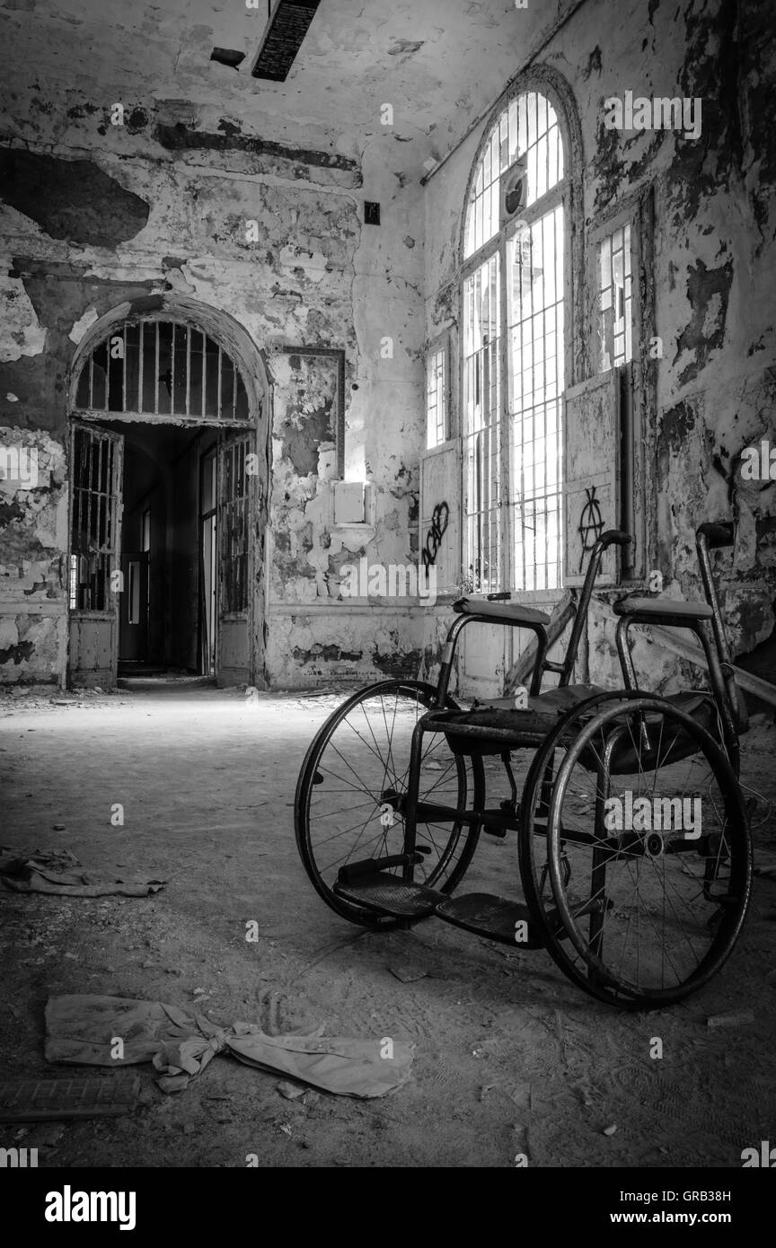 Volterra, Italy - September 2016: Abandoned psychiatric hospital in ...