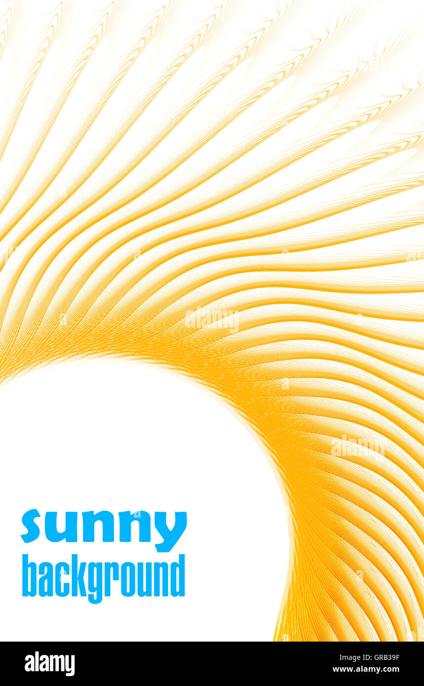 Sunny template. Abstract layout with orange sun shape Stock Photo - Alamy
