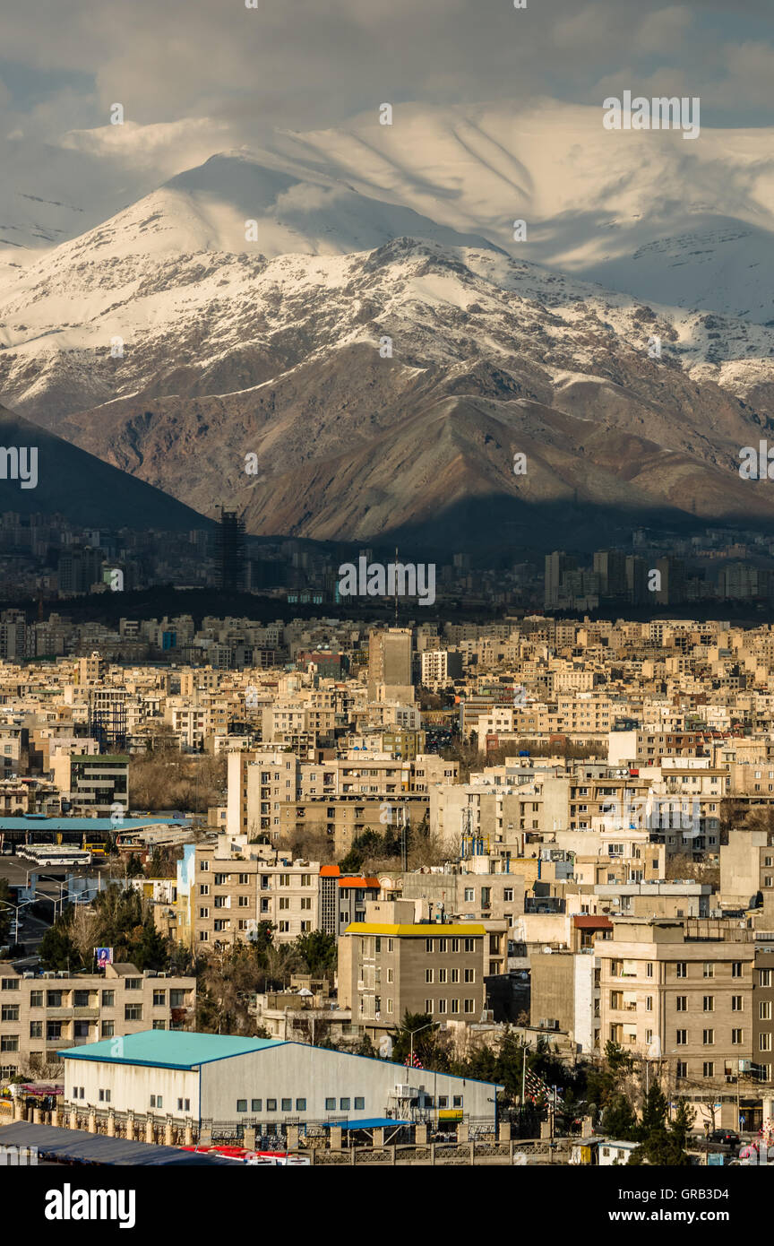 Tehran skyline during "revolution day" anniversary. Iran, 2016 Stock ...