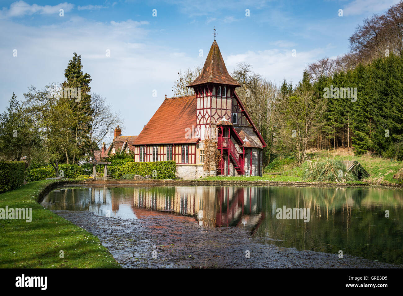Rickford Weir and pond Stock Photo - Alamy