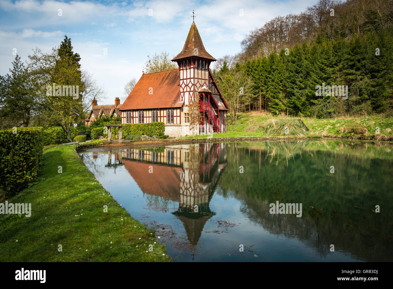 Rickford Weir and pond, Somerset Stock Photo - Alamy