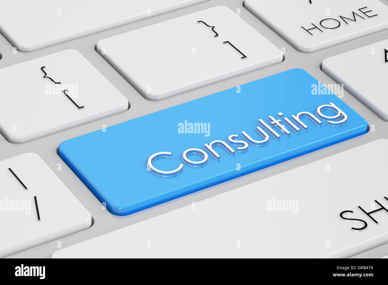 consulting button, blue key on keyboard. 3D rendering Stock Photo - Alamy