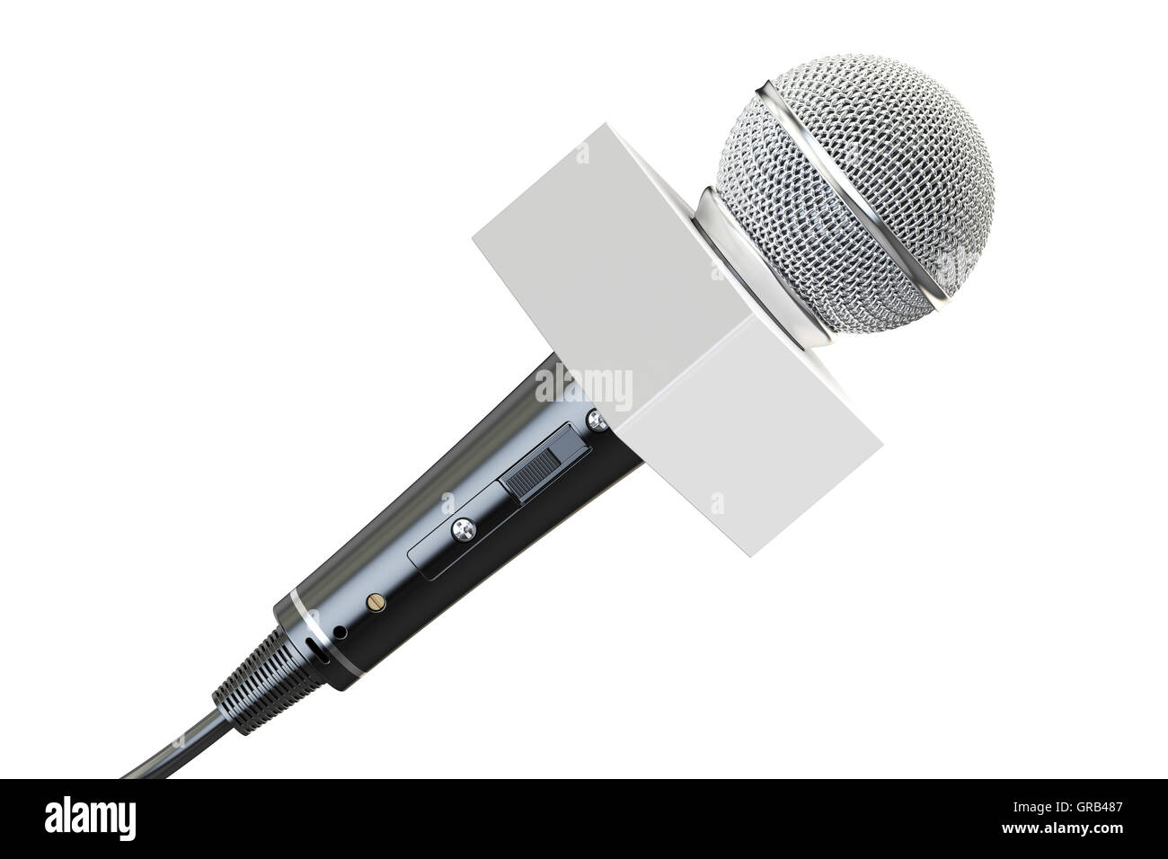microphone with white box, 3D rendering isolated on white background ...