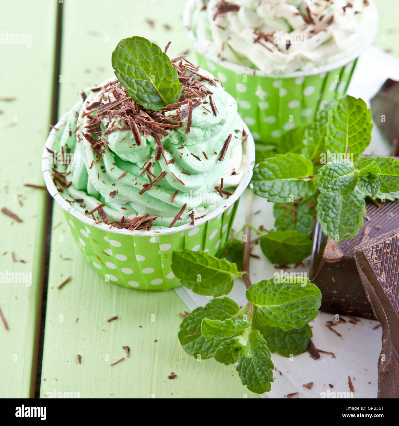 Frozen Yogurt With Mint Stock Photo - Alamy