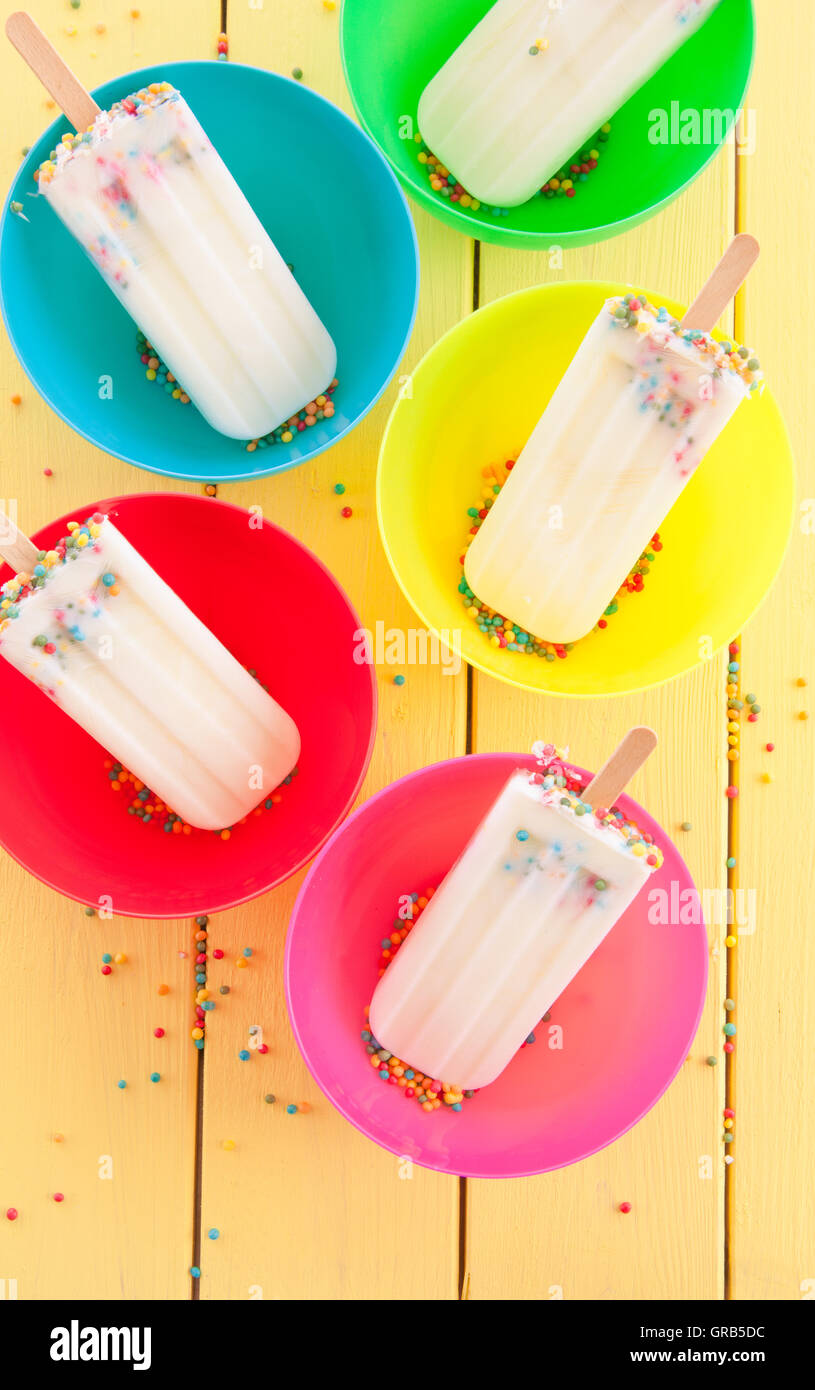 Frozen Popsicles With Sprinkles Stock Photo - Alamy