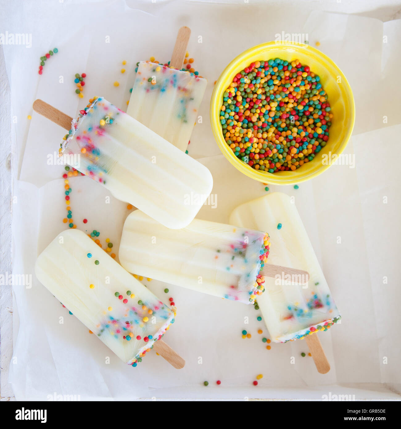 Frozen Popsicles With Sprinkles Stock Photo - Alamy