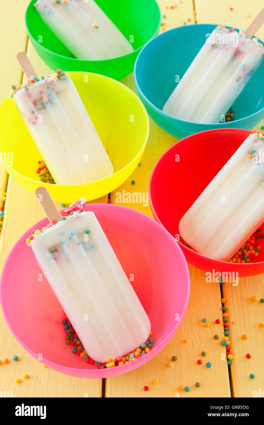 Frozen Popsicles With Sprinkles Stock Photo - Alamy