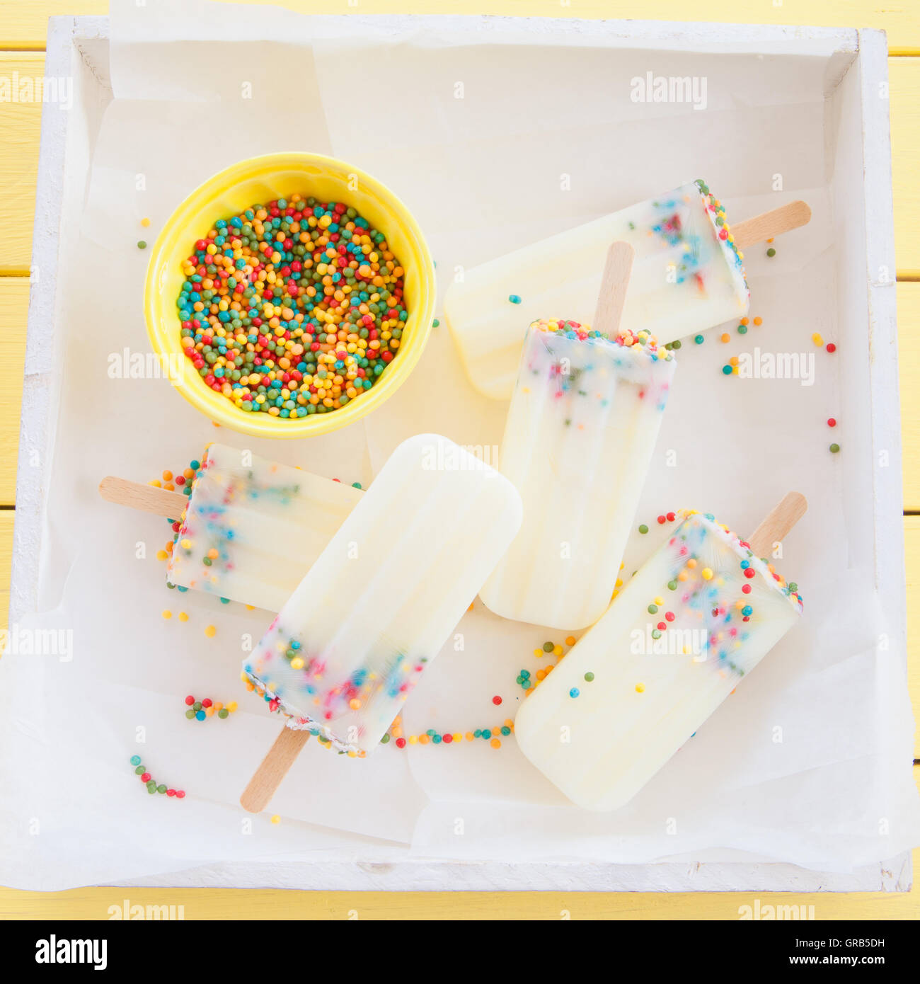 Frozen Popsicles With Sprinkles Stock Photo - Alamy