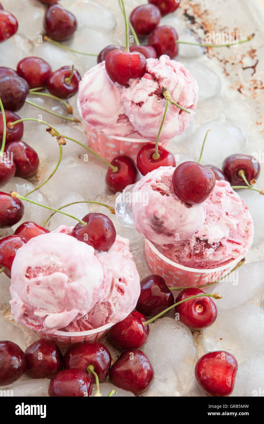 Cherry Ice Cream Stock Photo - Alamy