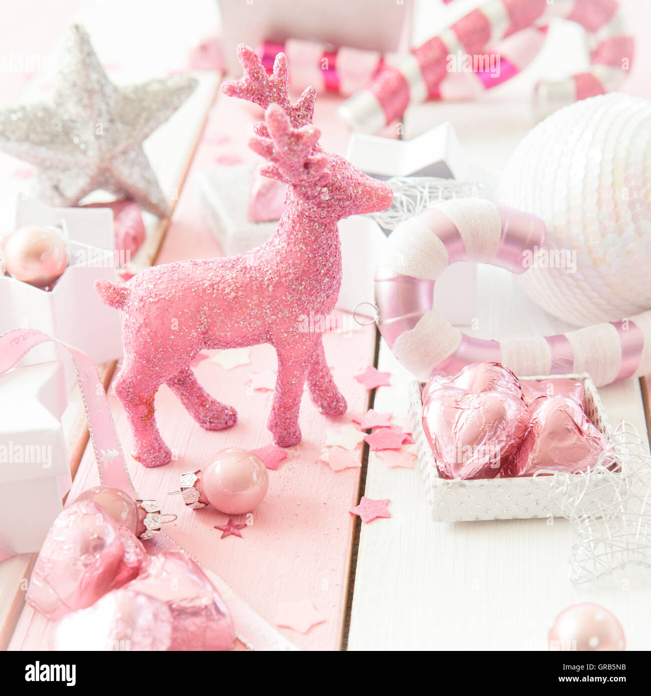 Pink Christmas Decorations Stock Photo - Alamy
