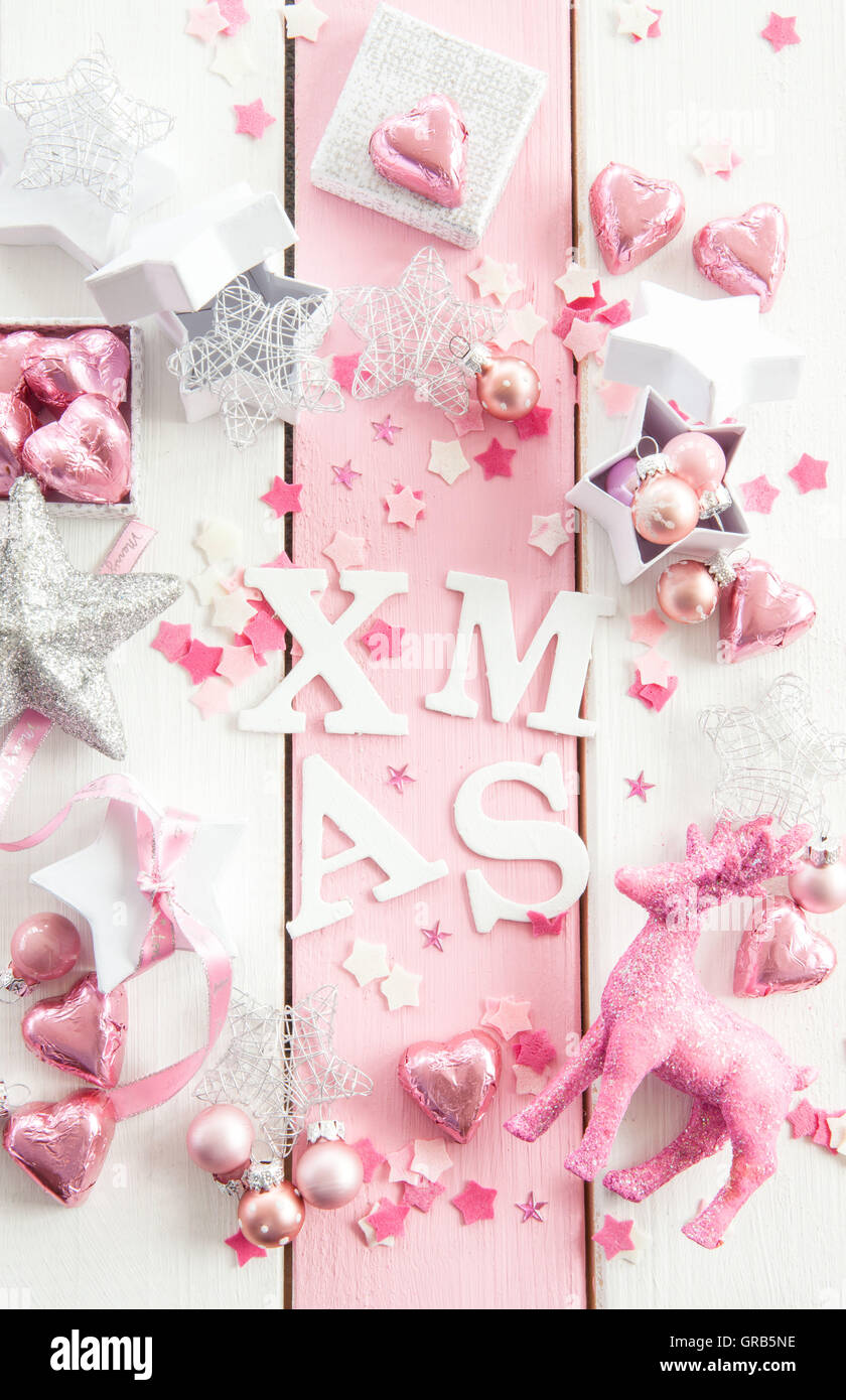 Pink Christmas Decorations Stock Photo - Alamy