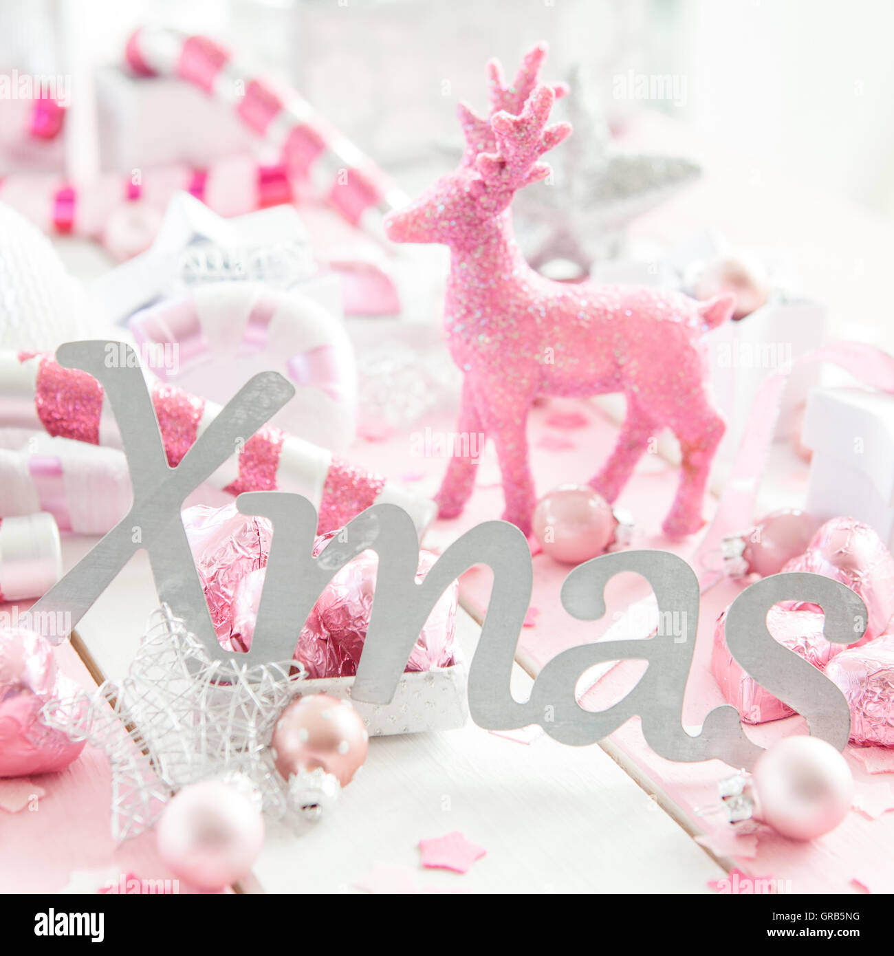 Pink Christmas Decorations Stock Photo - Alamy