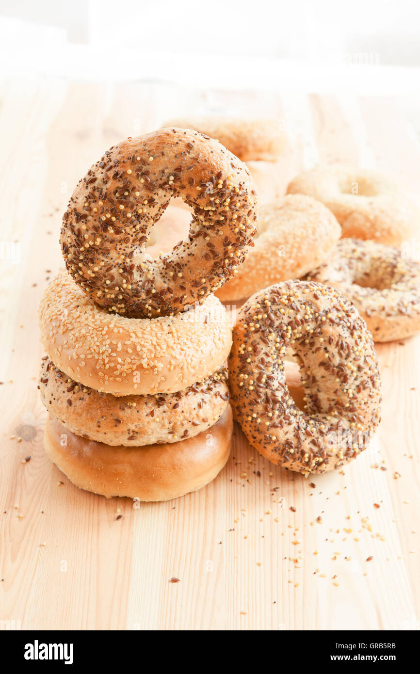 Varety Of Bagels Stock Photo - Alamy