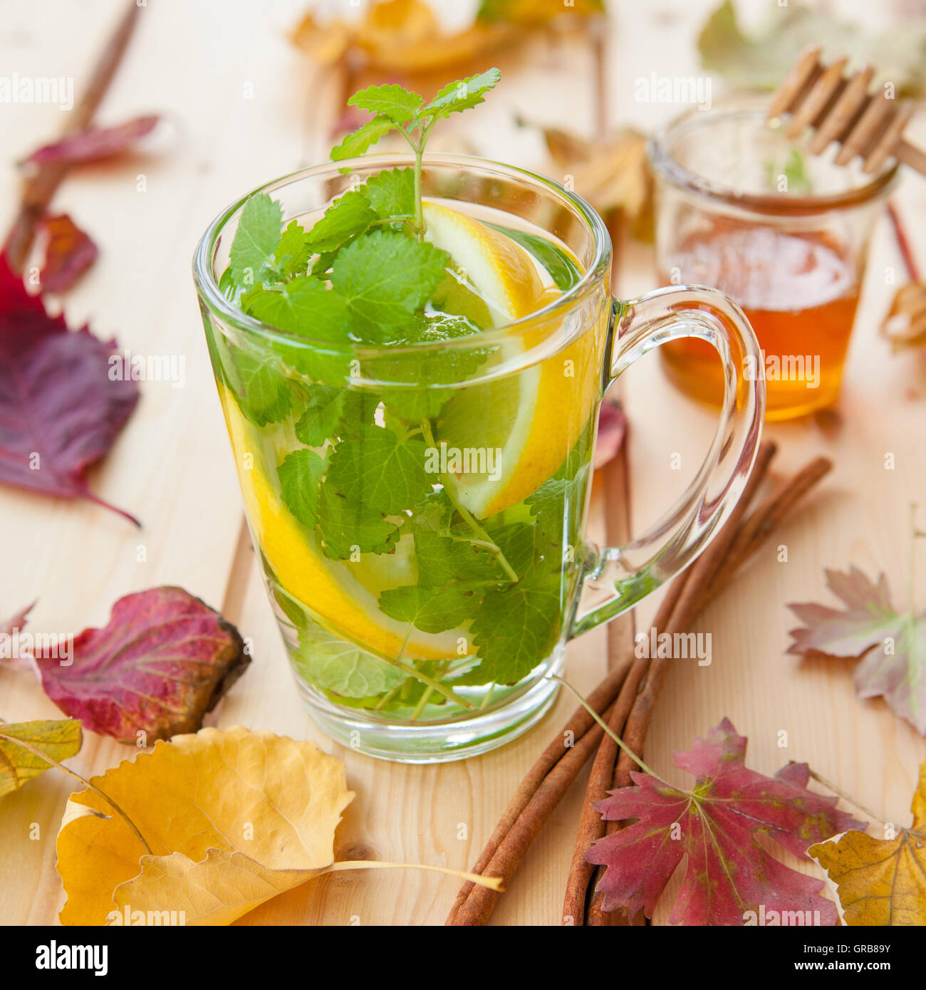 Hot Tea In Autumn Stock Photo - Alamy