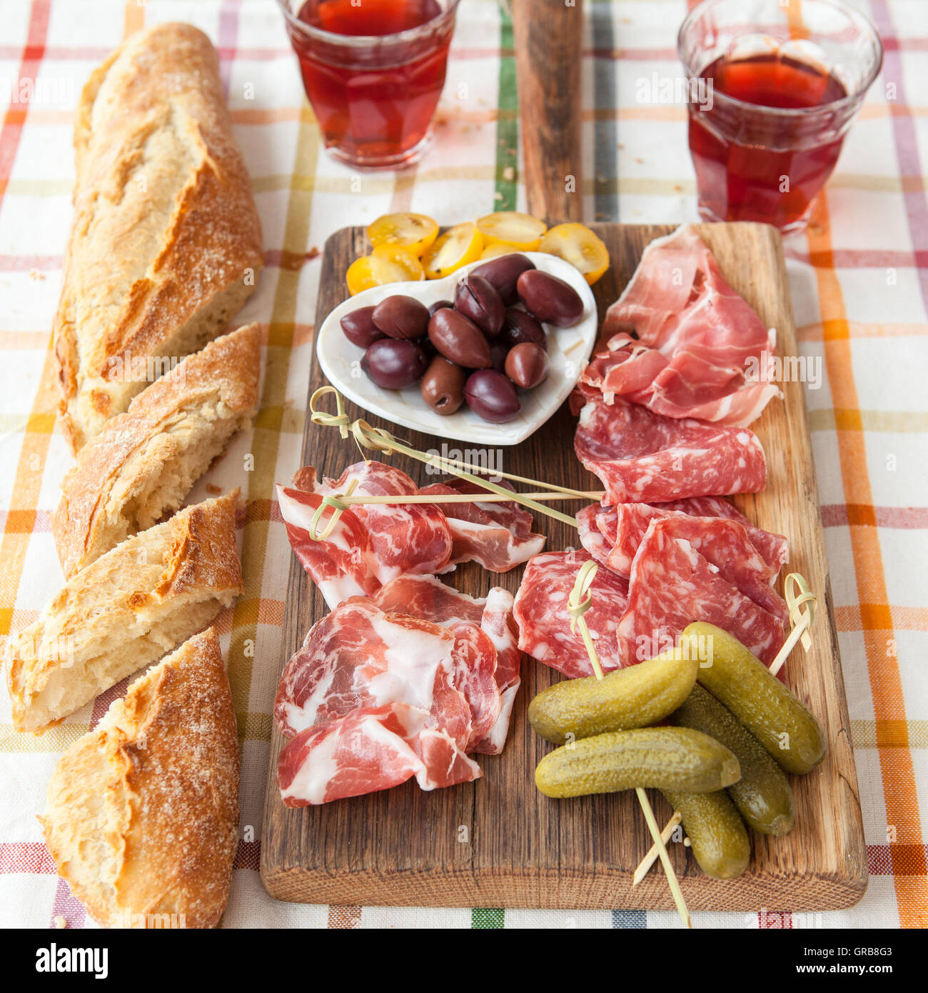 Cured Meats And Pickles Stock Photo - Alamy