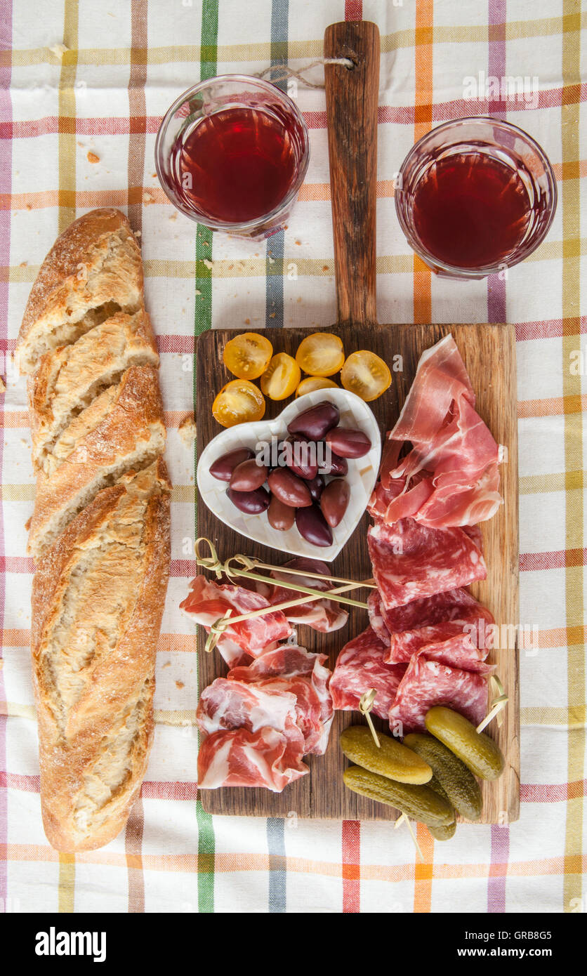 Cured Meats And Pickles Stock Photo - Alamy