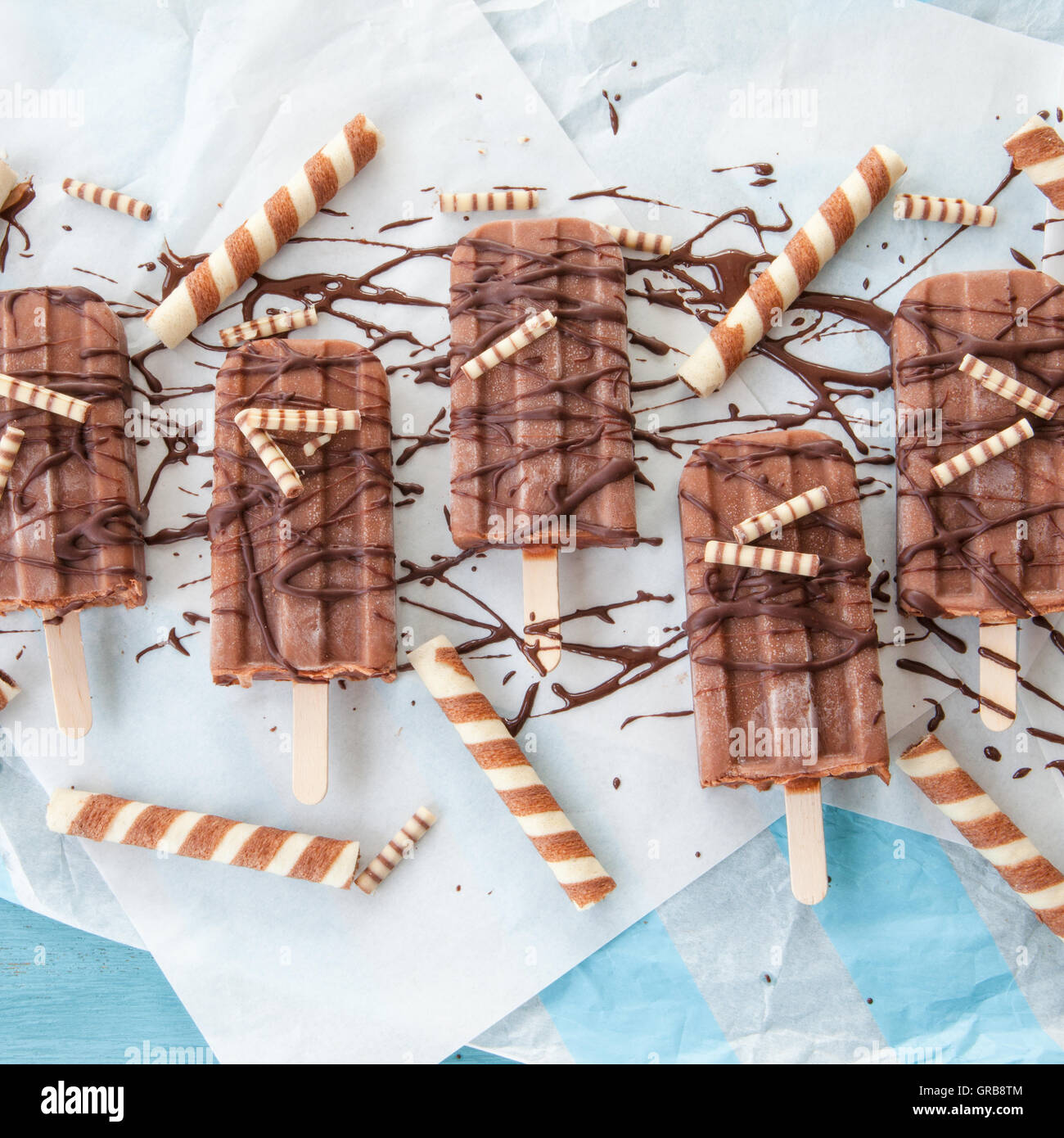 Frozen Chocolate Popsicles Stock Photo - Alamy