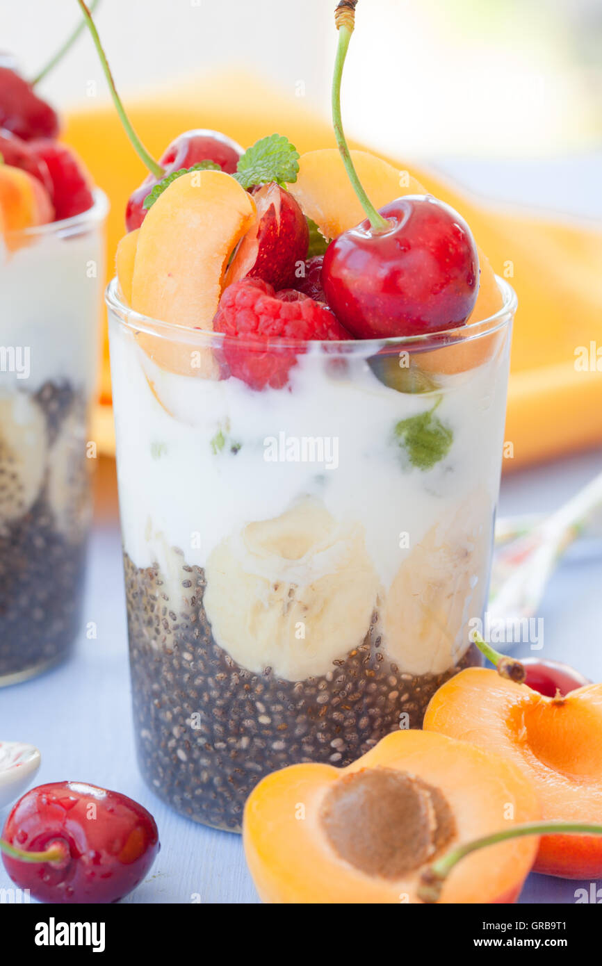 Chia Pudding With Fresh Fruits Stock Photo - Alamy