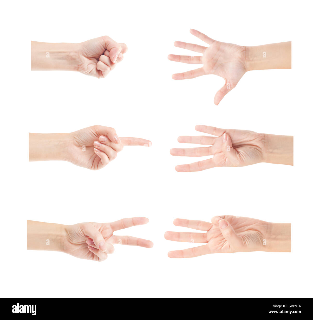 Counting woman hands (0 to 5) isolated on white background Stock Photo ...