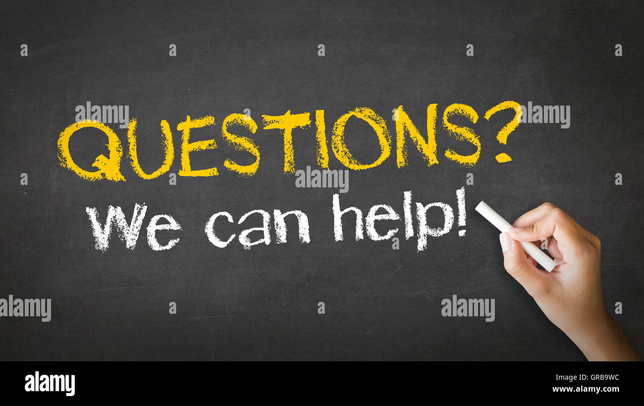Questions, we can help Chalk Illustration Stock Photo - Alamy