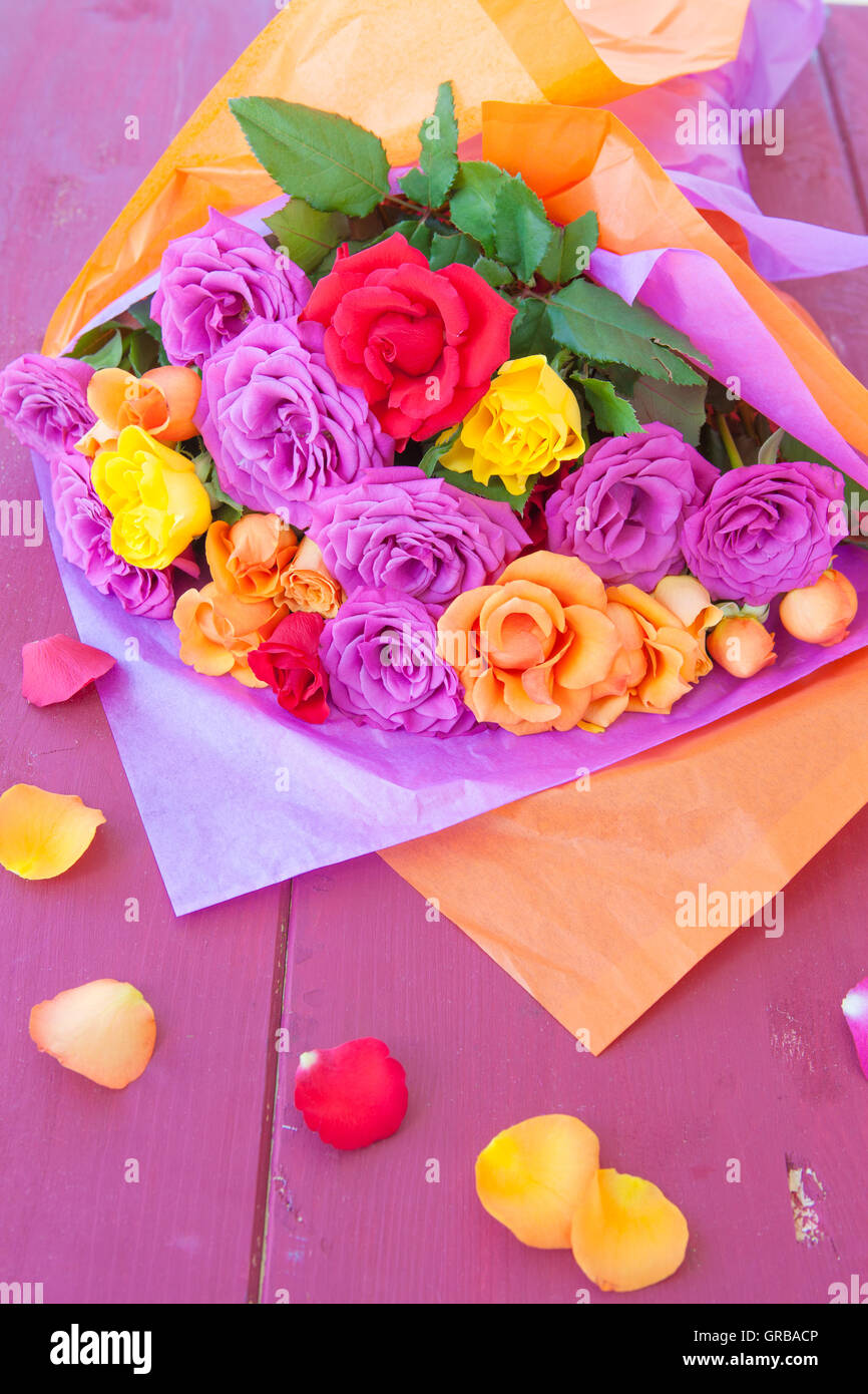 Roses In Bright Colors Stock Photo - Alamy